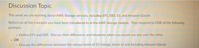 Solved Discussion Topic This week we are learning about AWS | Chegg.com