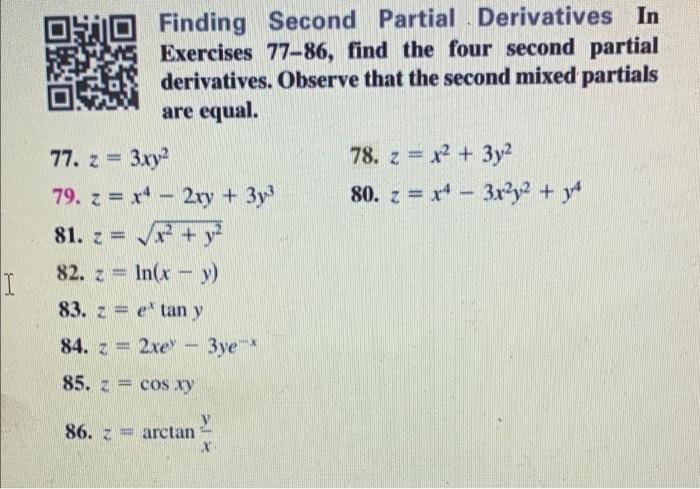 Solved Finding Second Partial Derivatives In Exercises | Chegg.com