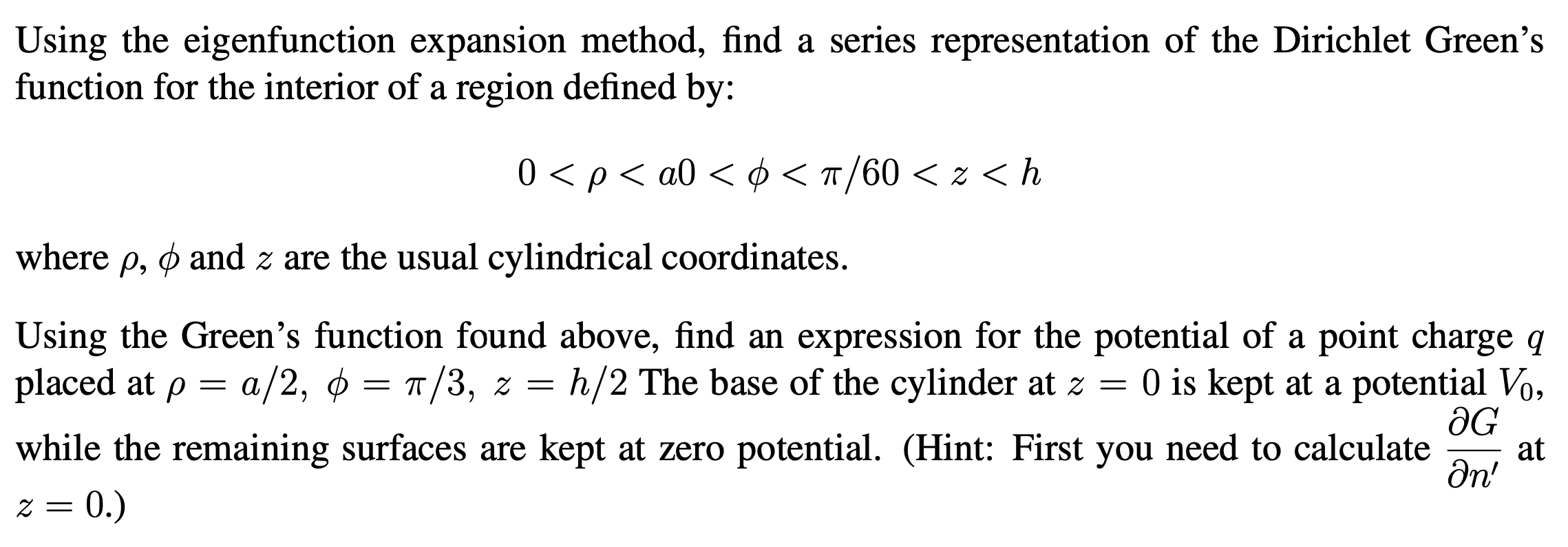 Solved Using the eigenfunction expansion method, find a | Chegg.com