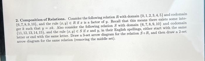 Solved 2. Composition of Relations. Consider the following | Chegg.com