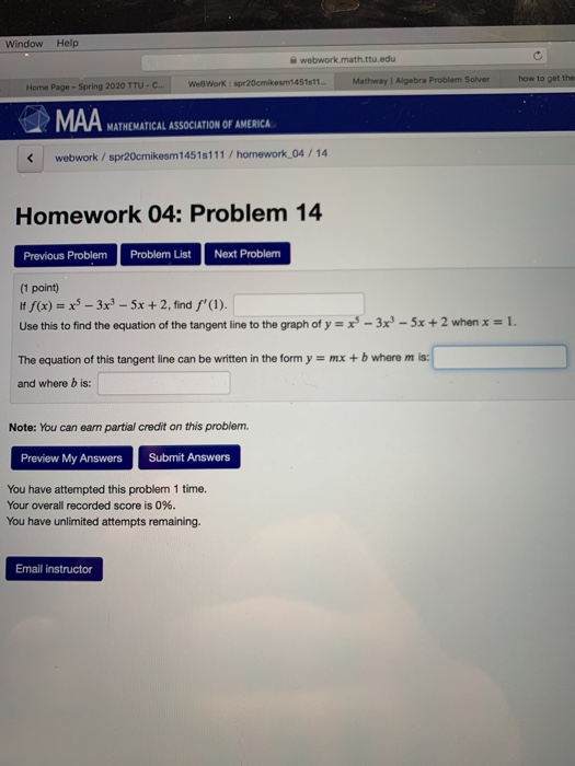 Solved Window Help webwork.math.ttu.edu Home Page - Spring | Chegg.com