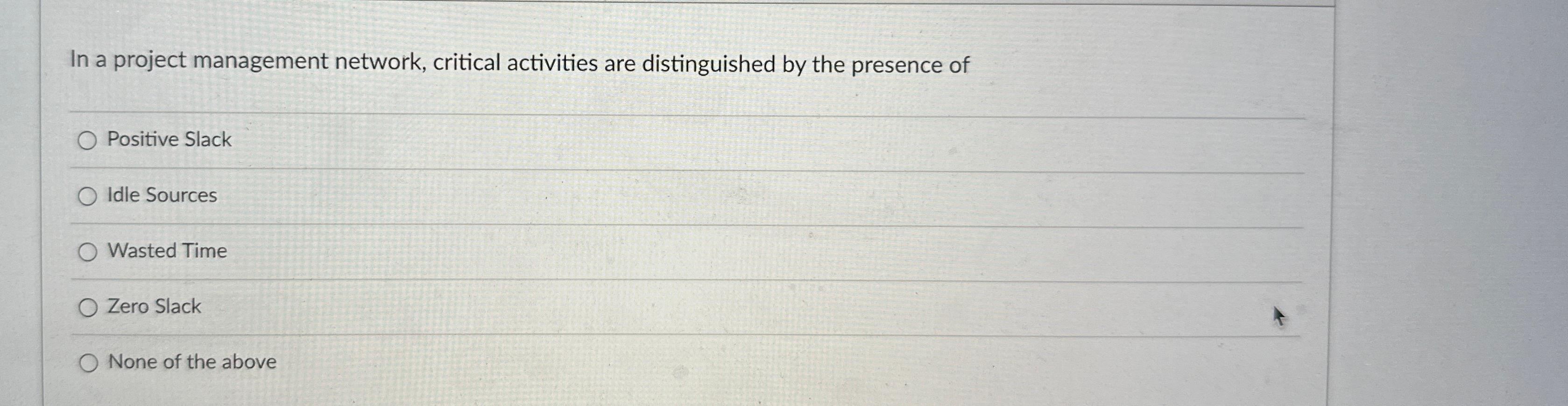 Solved In a project management network, critical activities | Chegg.com