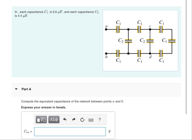 Solved In, ﻿each capacitance C1 ﻿is 6.6μF, ﻿and each | Chegg.com