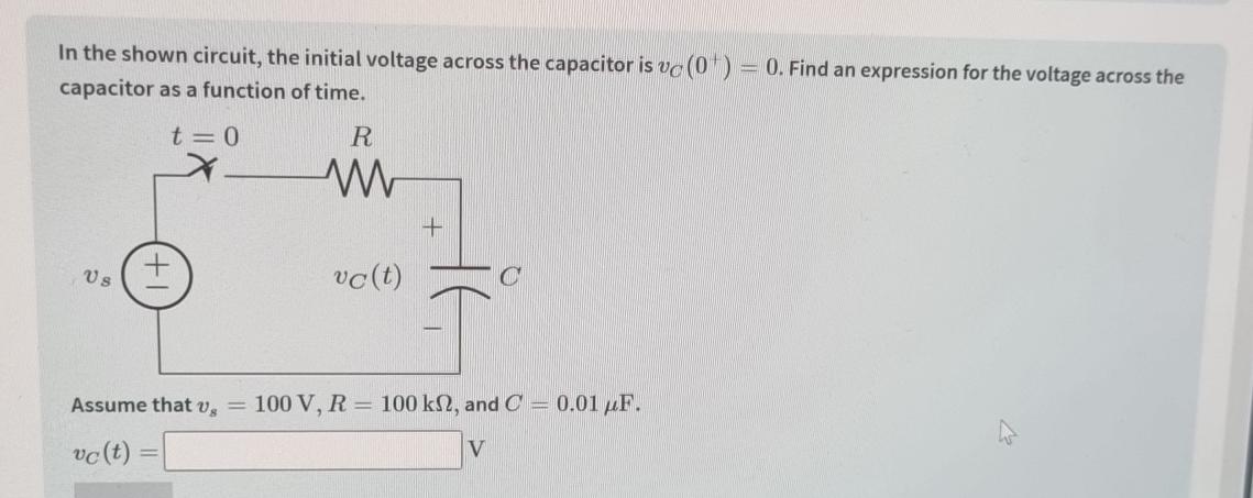 Solved In the shown circuit, the initial voltage across the | Chegg.com