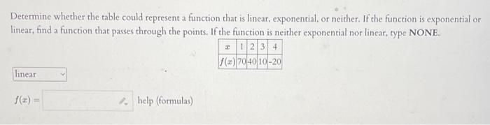 Solved Determine whether the table could represent a | Chegg.com