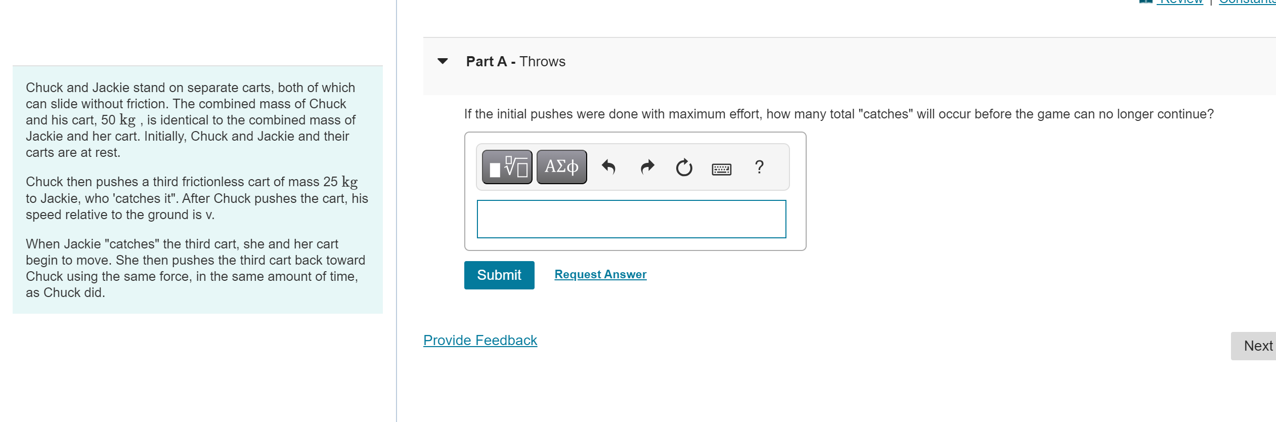 Solved Chuck and Jackie stand on ﻿separate carts, both of | Chegg.com