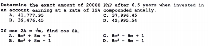 Solved Determine the exact amount of 20000PhP ﻿after 6.5 | Chegg.com