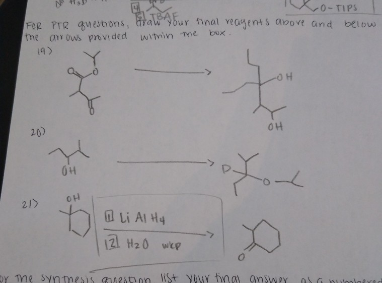 Solved ·O-TIPS 5 TBAE. FOR PIR questions, draw your final | Chegg.com