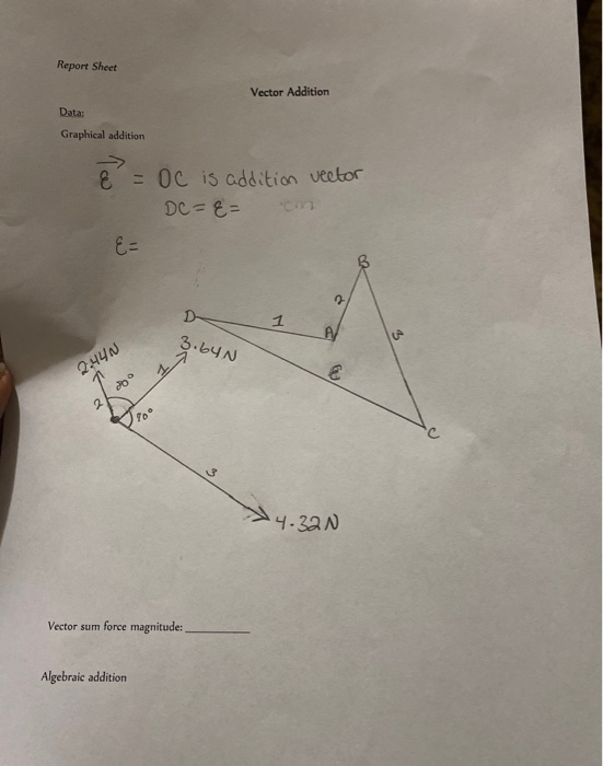Solved Report Sheet Vector Addition Data: Graphical addition | Chegg.com