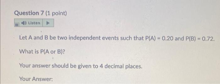 Solved Let A and B be two disjoint events such that | Chegg.com