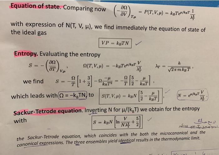 Solved Equation of state. Comparing now - P(T,V,x) = kgTekst | Chegg.com