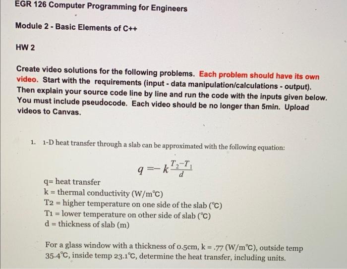 Solved Egr 126 Computer Programming For Engineers Module 2 