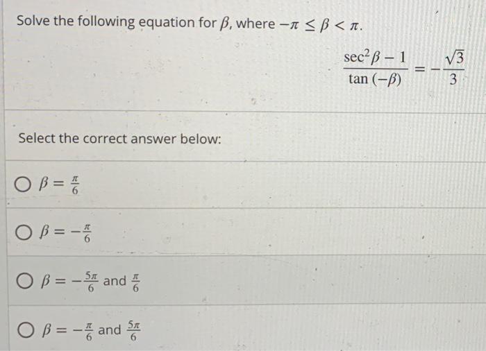 Solved Solve the following equation for B, where -1 | Chegg.com