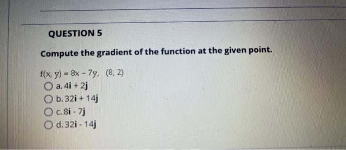 Solved Compute the gradient of the function at the given | Chegg.com