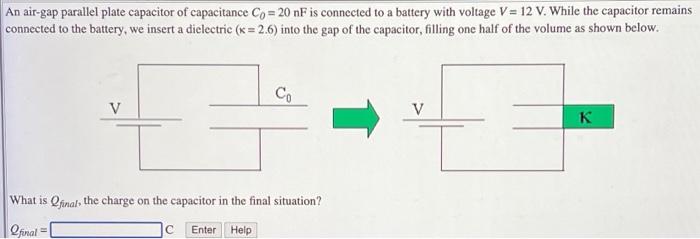 Solved An air-gap parallel plate capacitor of capacitance | Chegg.com