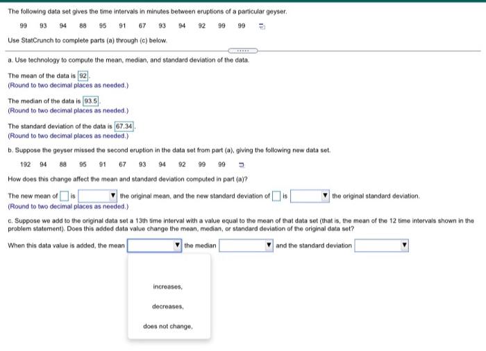 Solved The following data set gives the time intervals in | Chegg.com