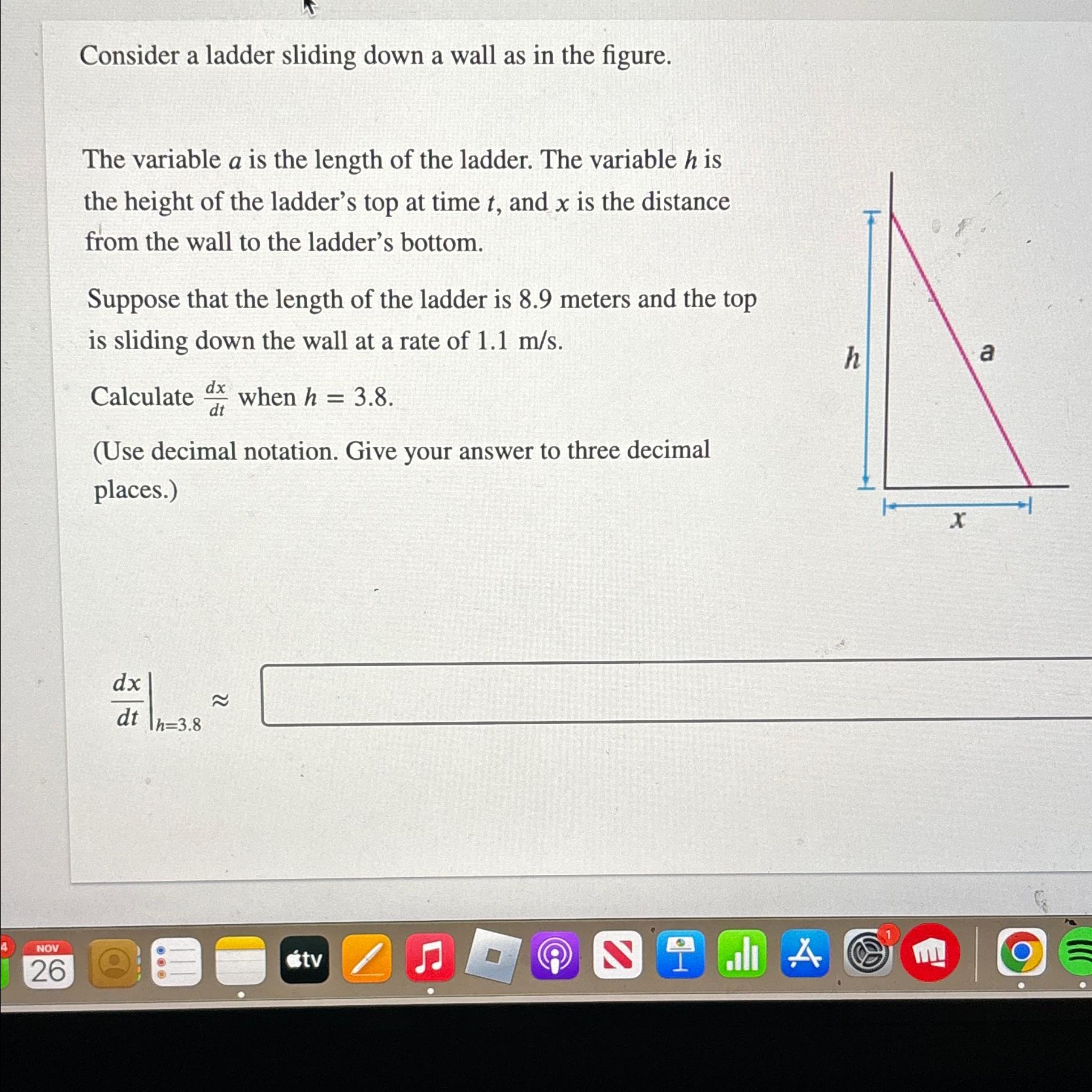 Solved Consider a ladder sliding down a wall as in the | Chegg.com