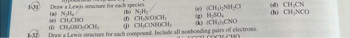 Solved (31) Draw a Lewis structure for each species. (a) | Chegg.com