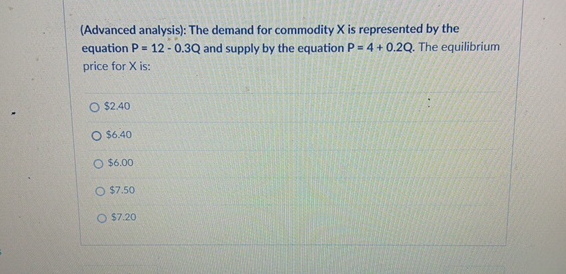 Solved (Advanced analysis): The demand for commodity x ﻿is | Chegg.com