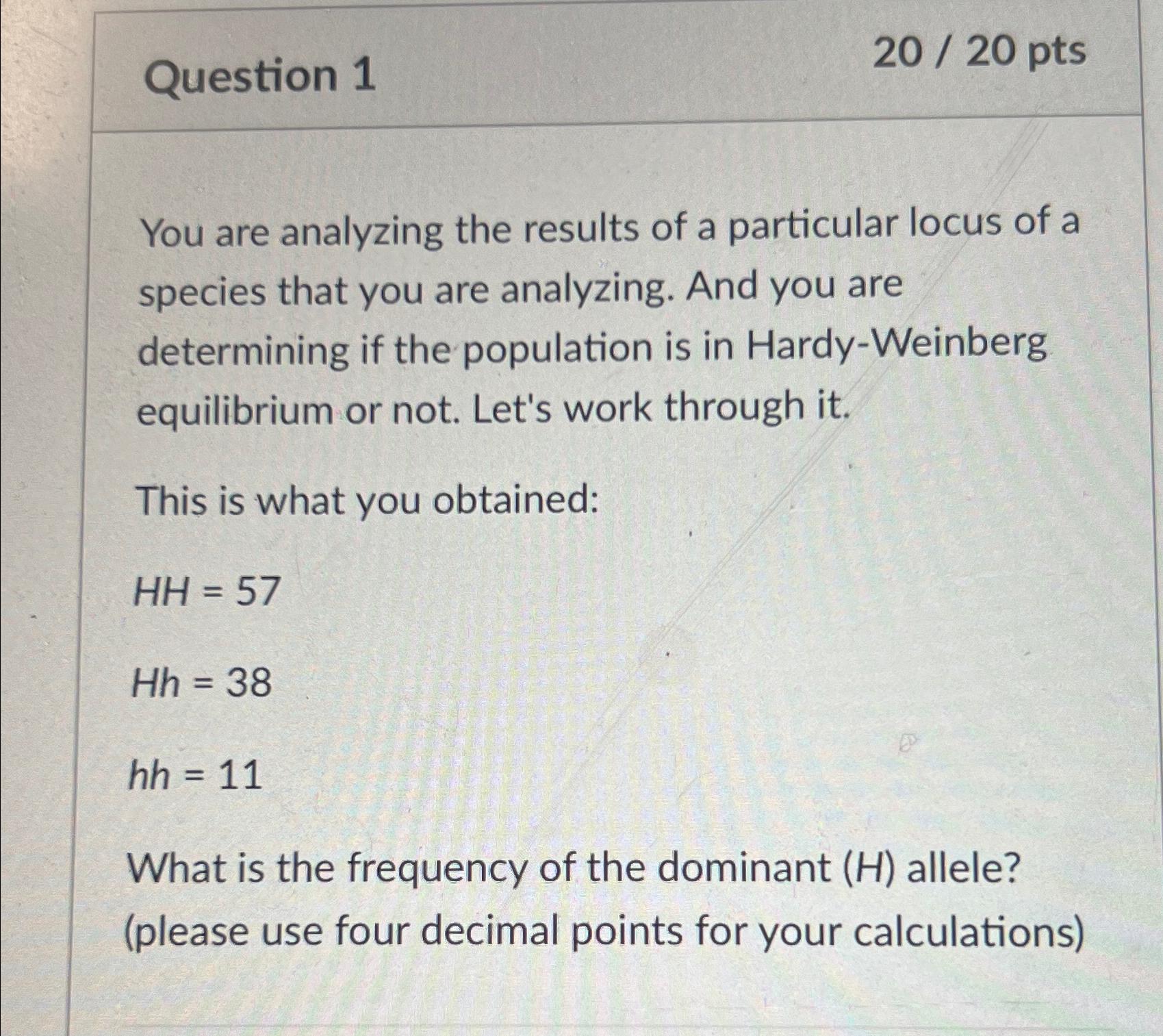 Solved Question 12020 ﻿ptsYou are analyzing the results of a | Chegg.com