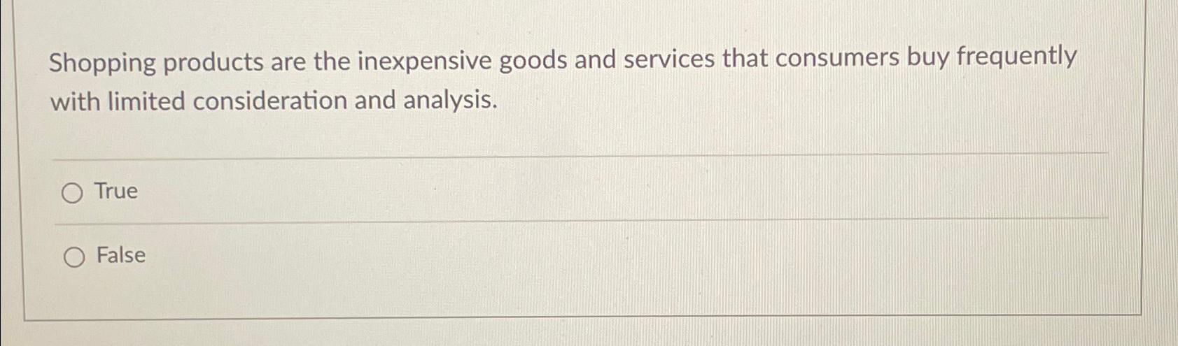 Solved Shopping products are the inexpensive goods and | Chegg.com