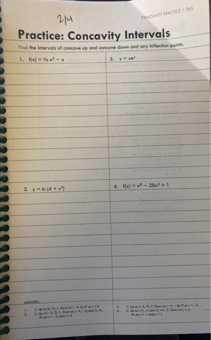 Solved Practice: Concavity Intervals | Chegg.com