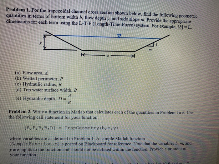 Solved Problem 3. A trapezoidal channel similar to the one | Chegg.com