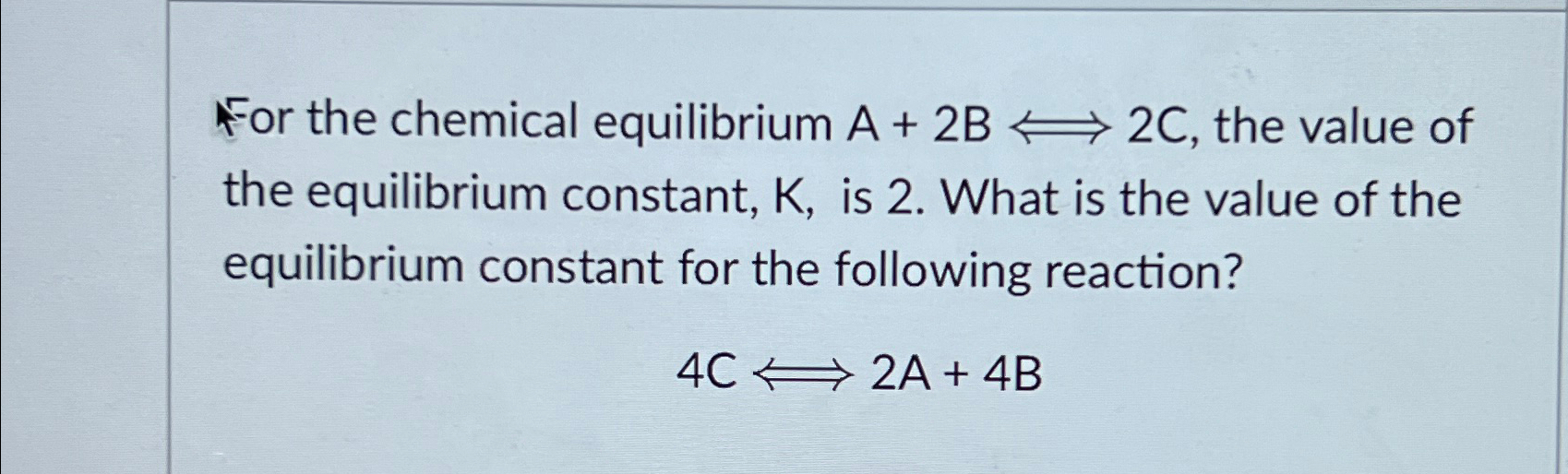 Solved For the chemical equilibrium | Chegg.com