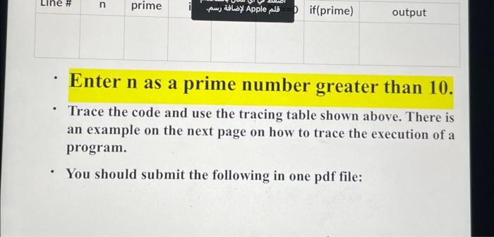 Solved Enter n as a prime number greater than 10 . Trace the | Chegg.com