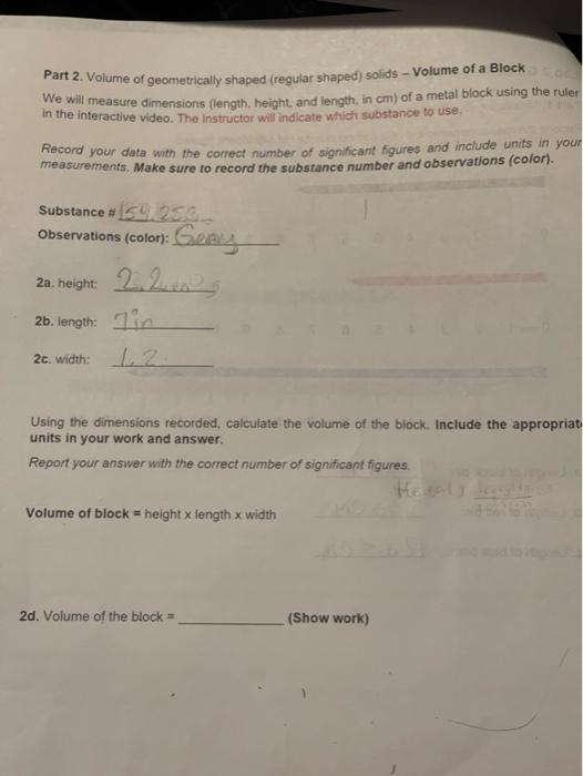 Solved Part 2. Volume of geometrically shaped (regular | Chegg.com