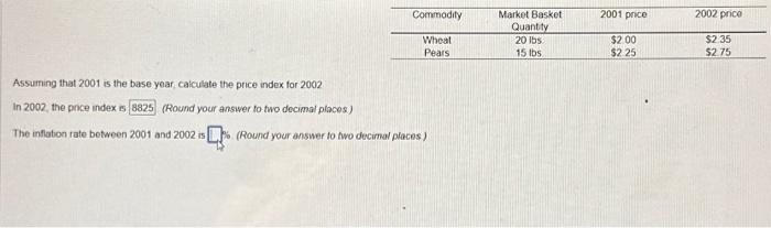 Solved Assuming that 2001 is the base year calculate the | Chegg.com