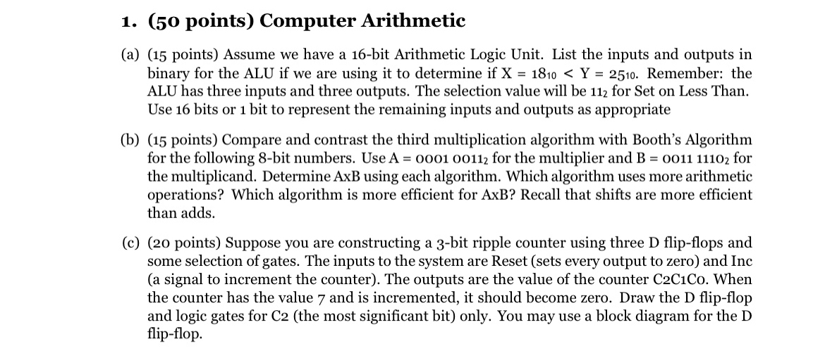 Solved (50 ﻿points) ﻿Computer Arithmetic(a) (15 ﻿points) | Chegg.com