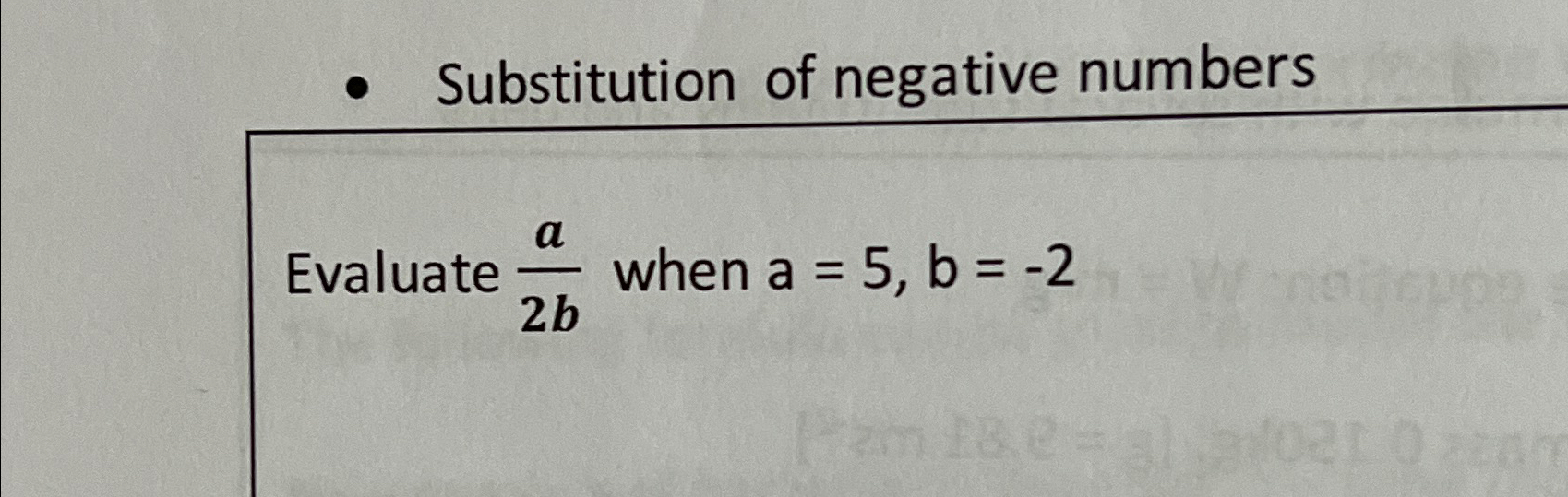Solved Substitution of negative numbersEvaluate a2b ﻿when | Chegg.com
