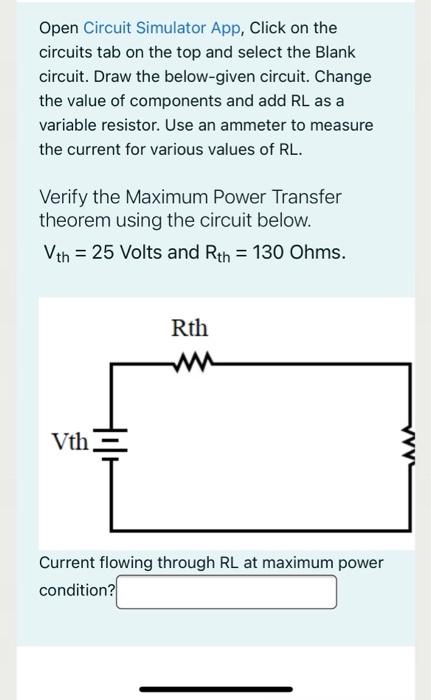 Solved Open Circuit Simulator App, Click on the circuits tab | Chegg.com