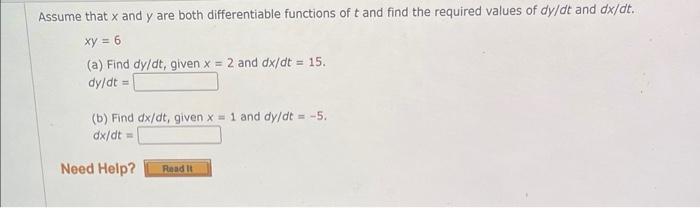 Solved Assume that x and y are both differentiable functions | Chegg.com