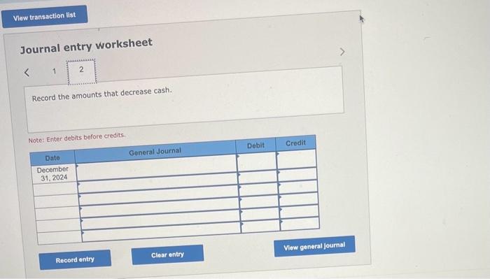 Solved Journal entry worksheet Record the amounts that | Chegg.com