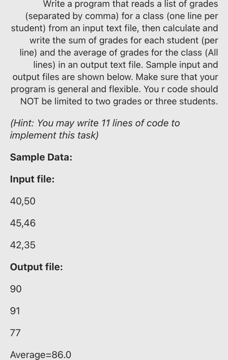 Solved Write a program that reads a list of grades | Chegg.com
