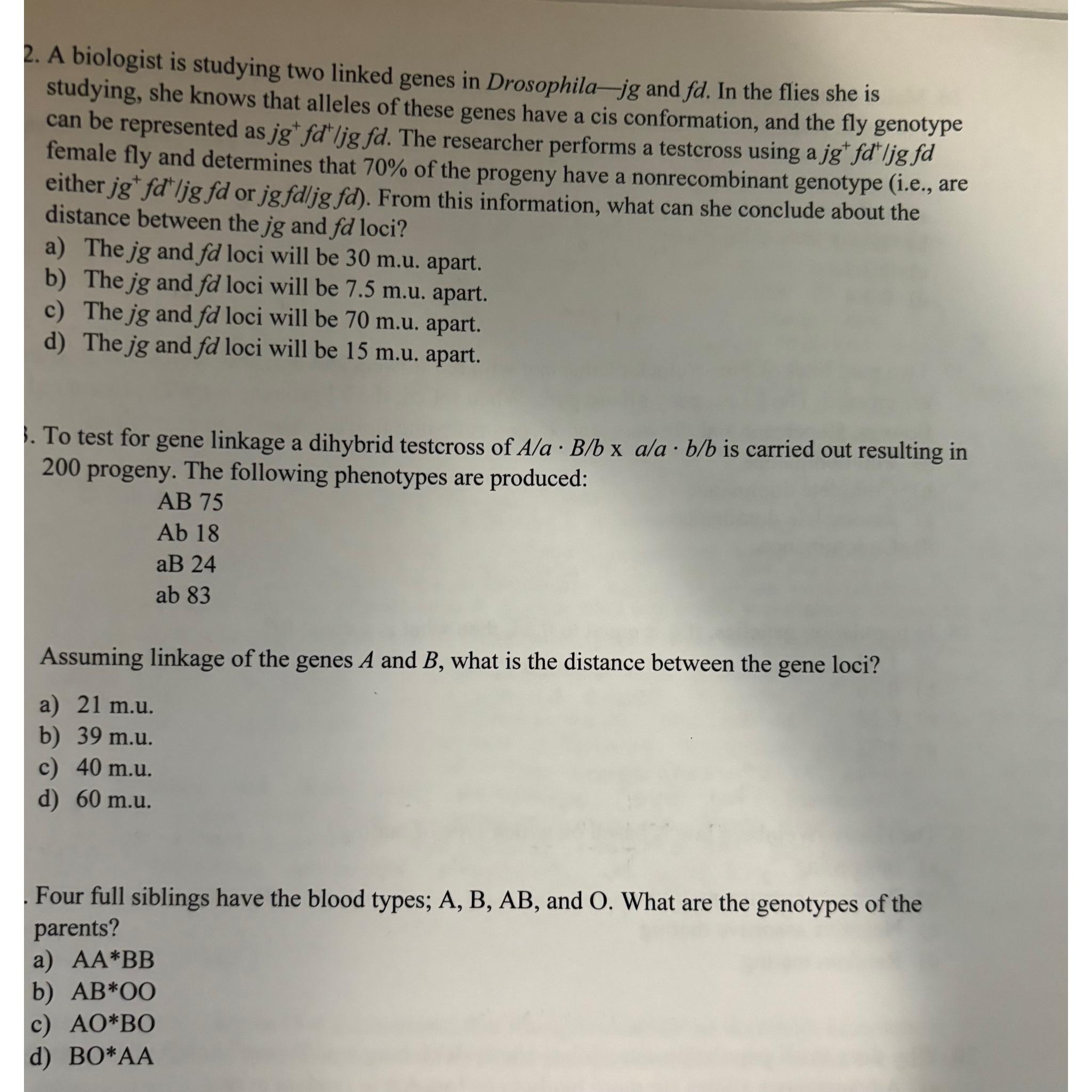 Solved A biologist is studying two linked genes in | Chegg.com