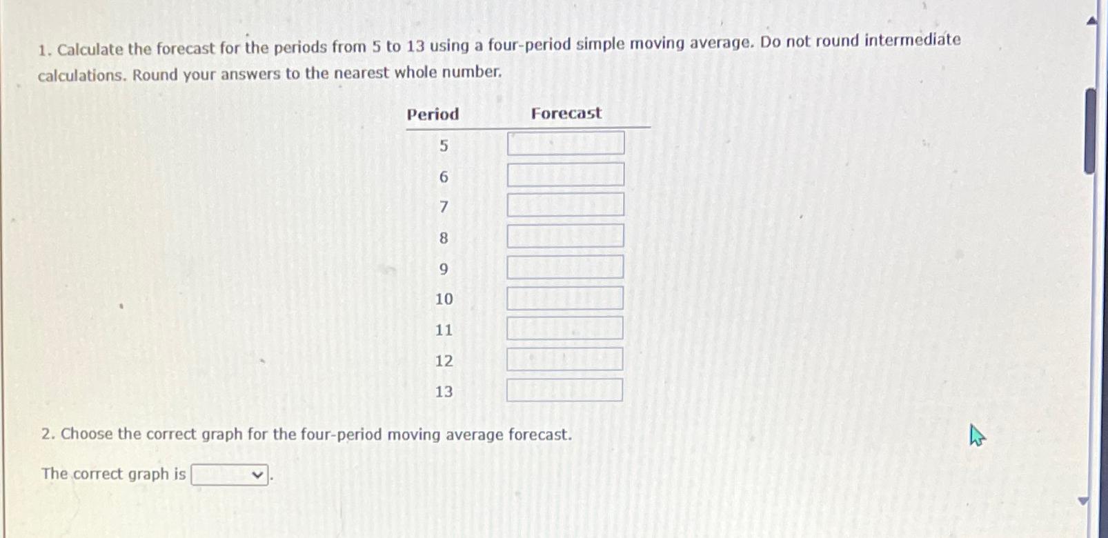 Solved Calculate the forecast for the periods from 5 ﻿to 13 | Chegg.com