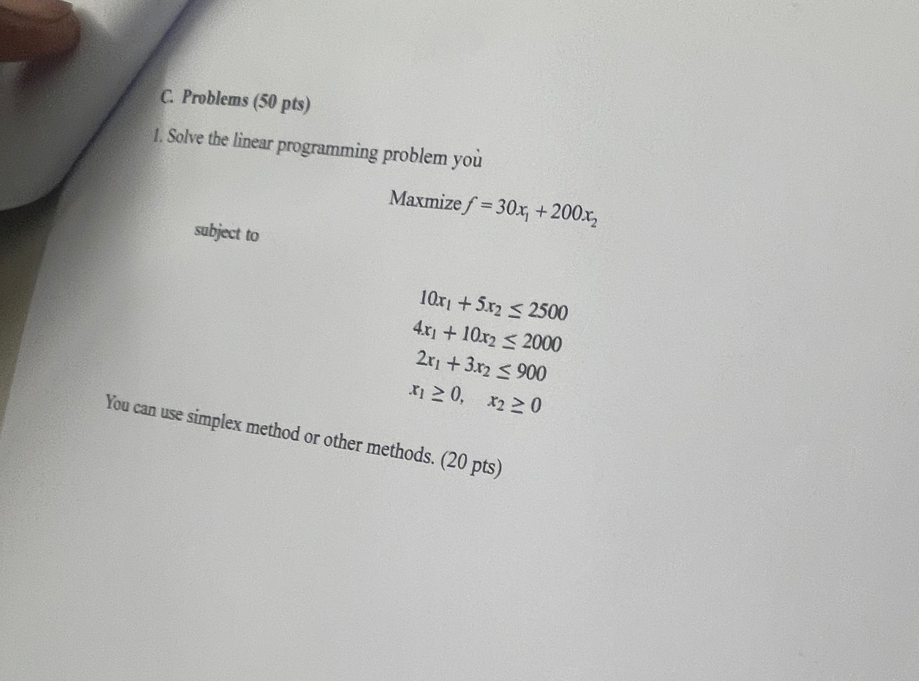 Solved C. ﻿Problems ( 50 ﻿pts)Solve the linear programming | Chegg.com