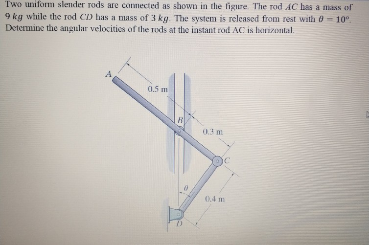 Solved Two uniform slender rods are connected as shown in | Chegg.com