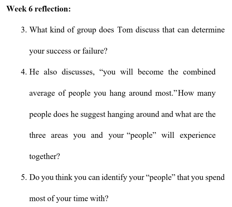 Solved Week 6 ﻿reflection:3. ﻿What kind of group does Tom | Chegg.com