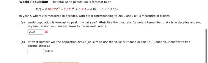 Solved World Population The total world population is | Chegg.com