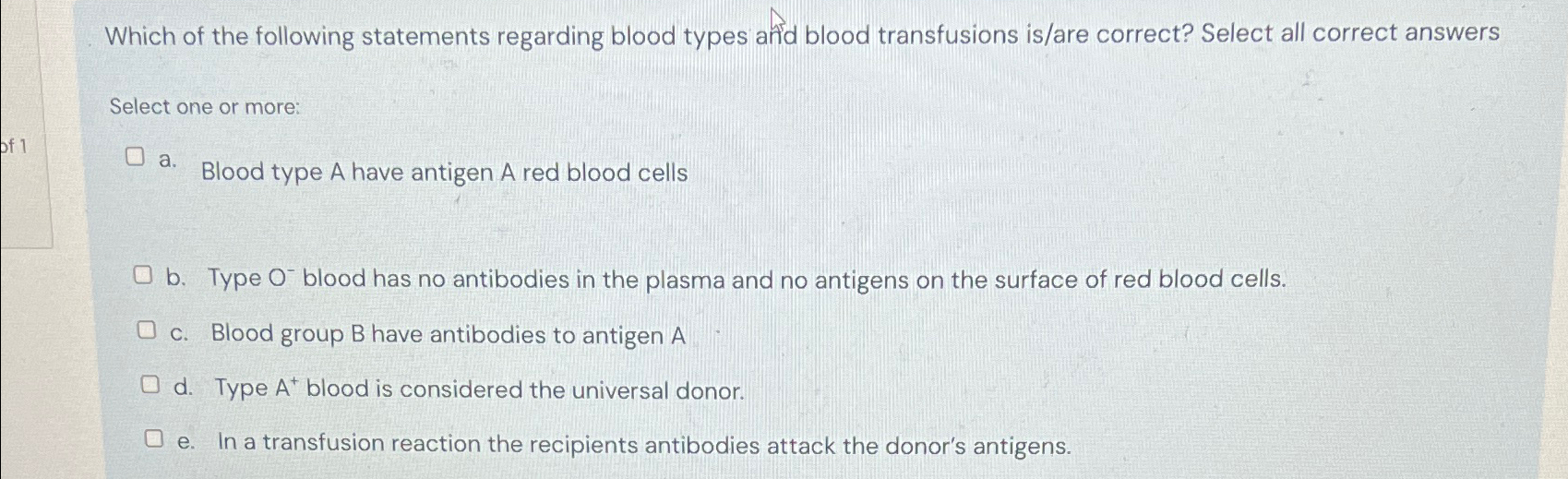 Solved Which of the following statements regarding blood | Chegg.com
