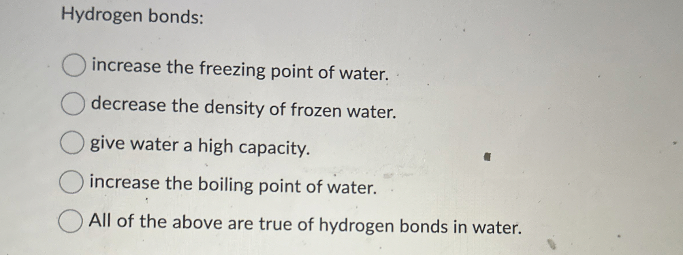 Solved Hydrogen bonds:increase the freezing point of | Chegg.com