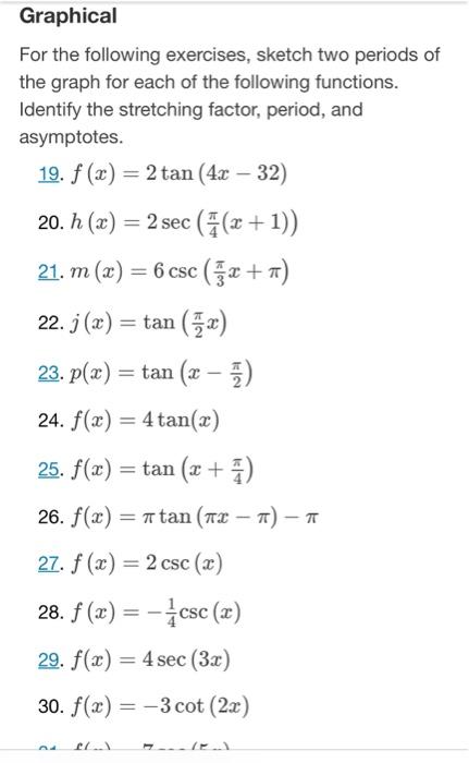 Solved For the following exercises, sketch two periods of | Chegg.com
