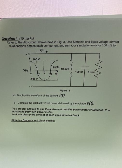 Question 4: (10 marks) Refer to the AC circuit shown | Chegg.com