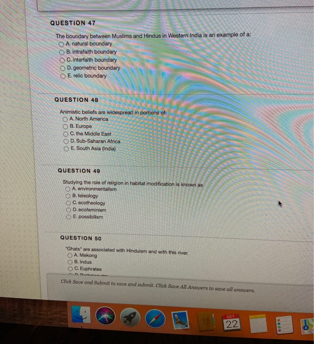 Solved QUESTION 47 The boundary between Muslims and Hindus | Chegg.com