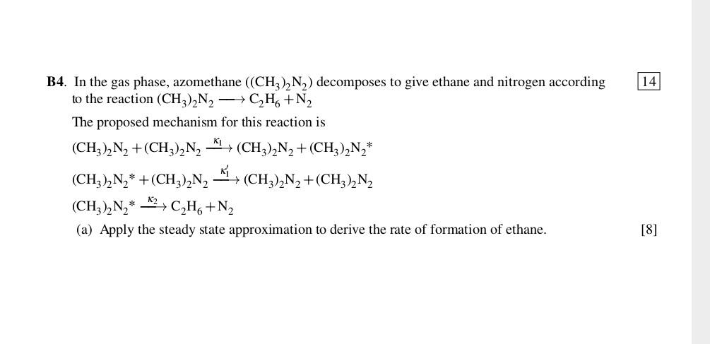 Solved 14 B4. In the gas phase, azomethane ((CH3)₂N₂) | Chegg.com