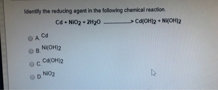 Solved Identify the reducing agent in the following chemical | Chegg.com